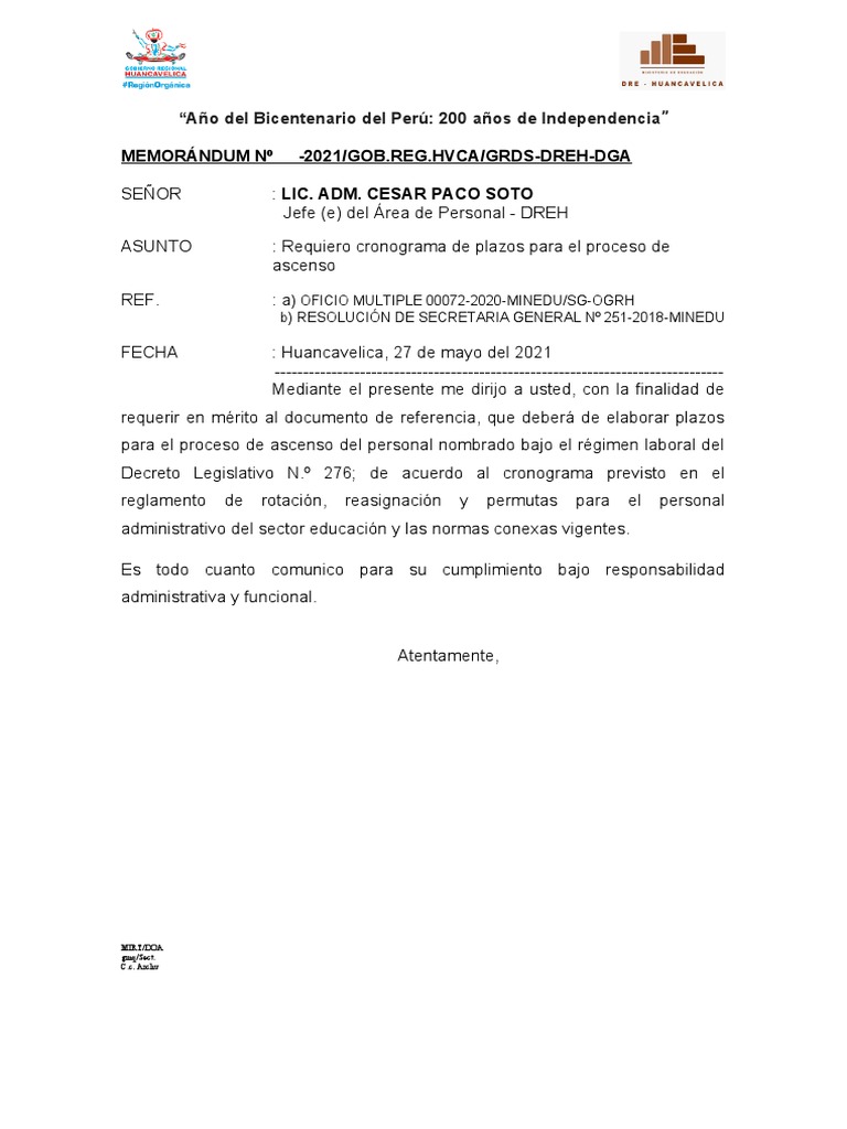 Memorándum 021-2021 | PDF