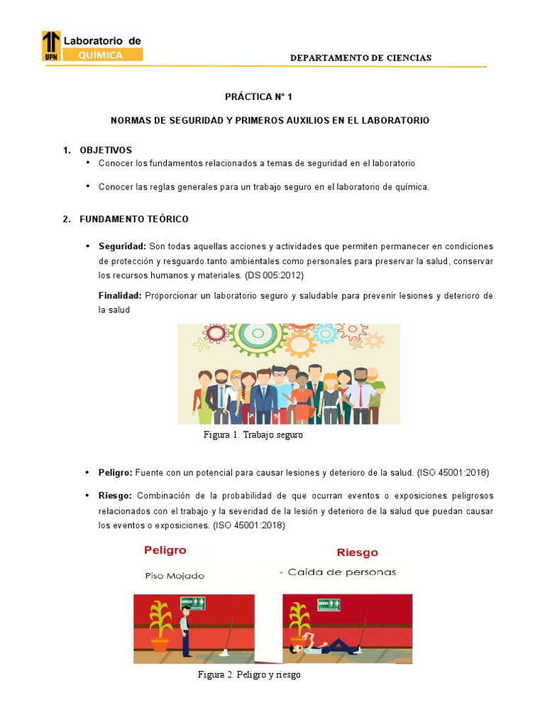 Práctica N 1 - Normas de Seguridad y Primeros Auxilios en Laboratorio | Descargar gratis PDF ...