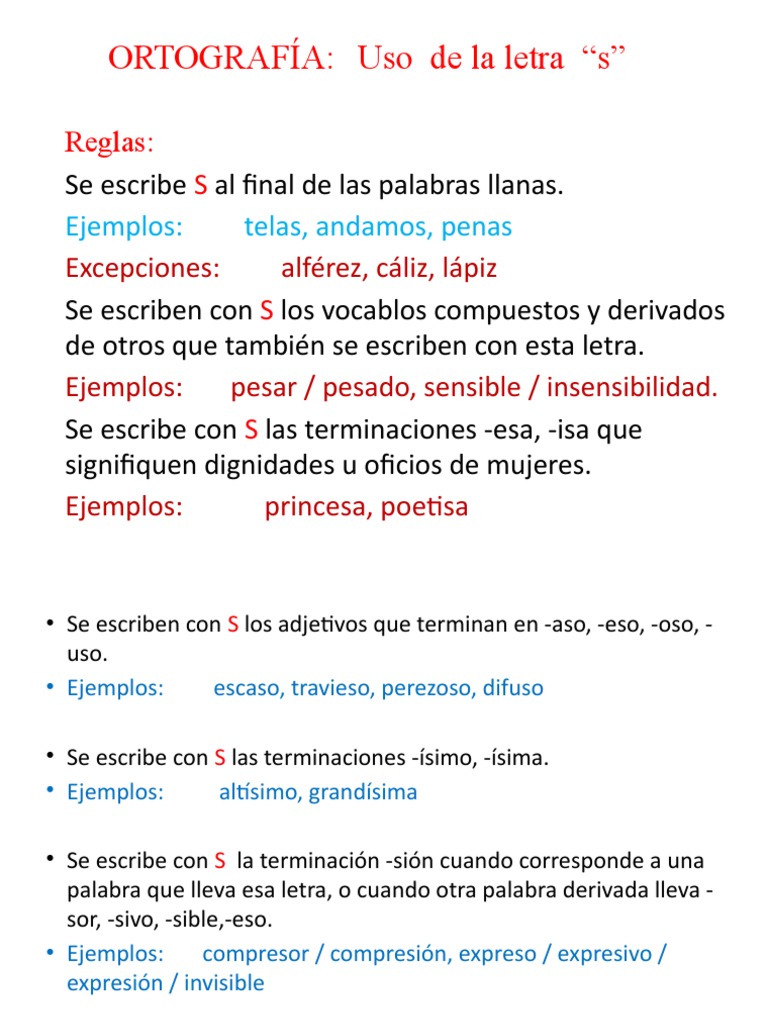 Ortografía Uso de La Letra S | PDF | Estudios de idiomas extranjeros