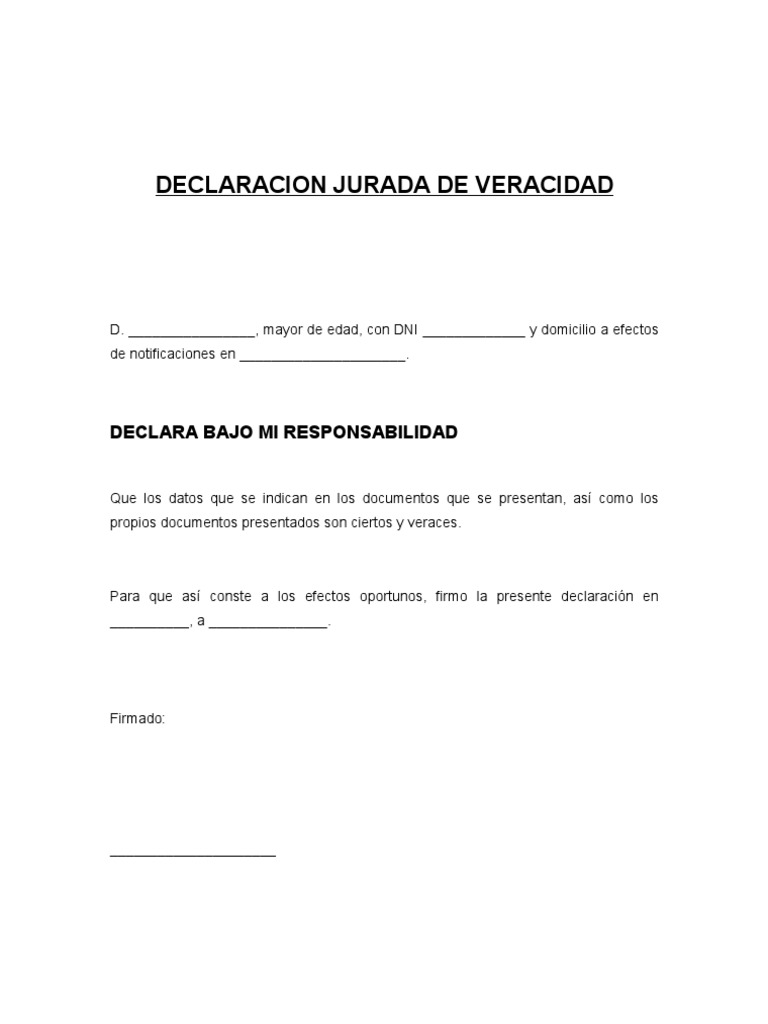 Modelo Declaración Jurada | PDF