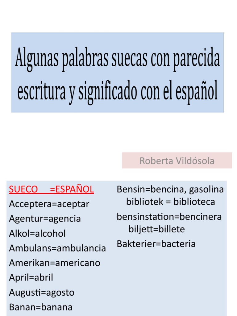 Algunas Palabras Suecas Con Parecida Escritura y Significado | PDF