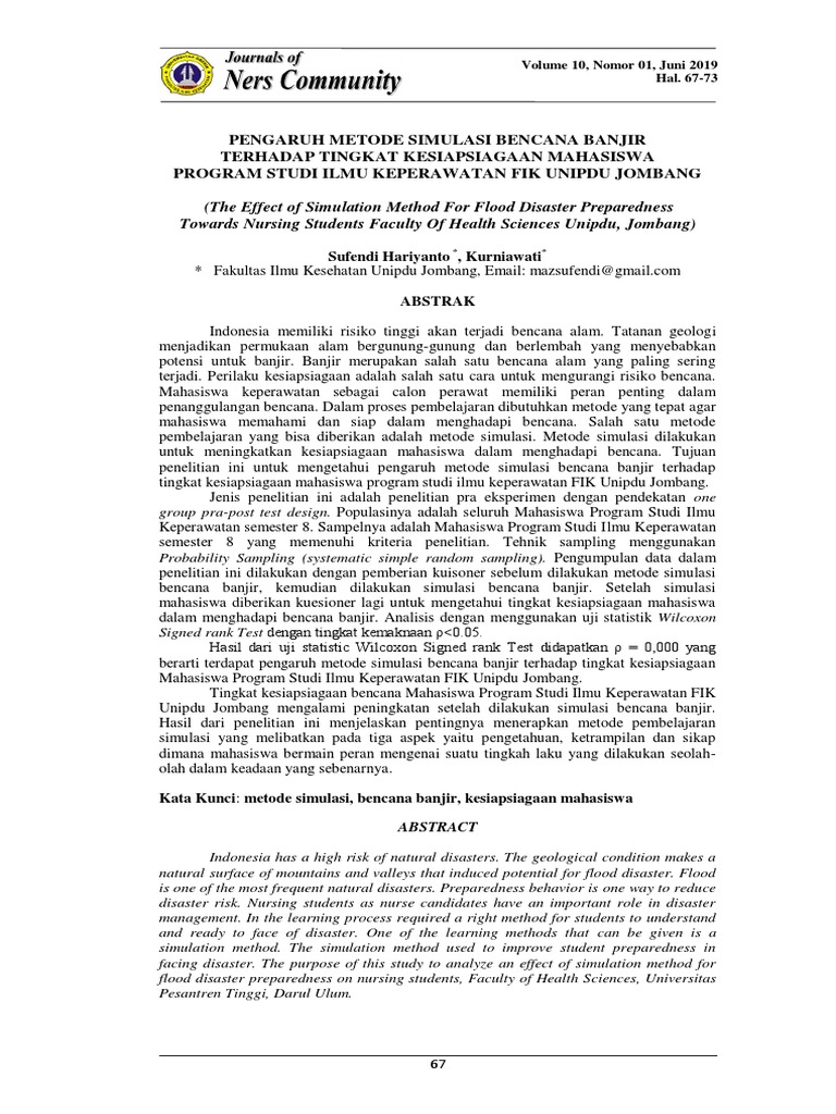 Pengaruh Metode Simulasi Bencana Banjir Terhadap Tingkat Kesiapsiagaan ...