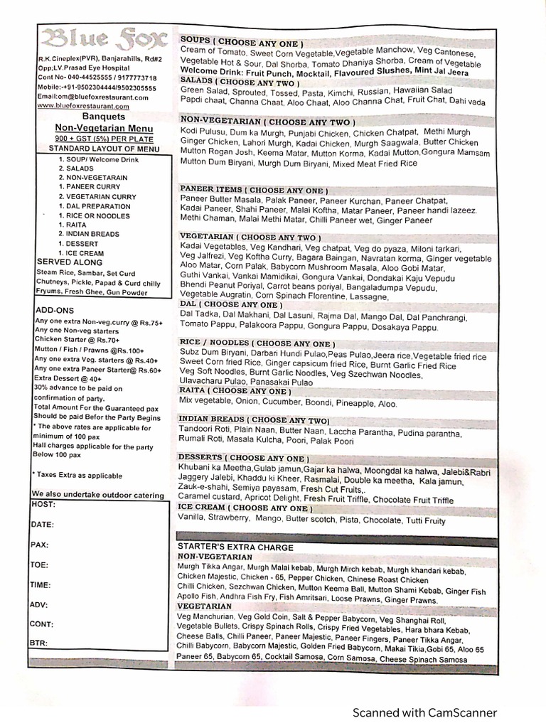 Banquet Non-Veg Menu - 1 | PDF