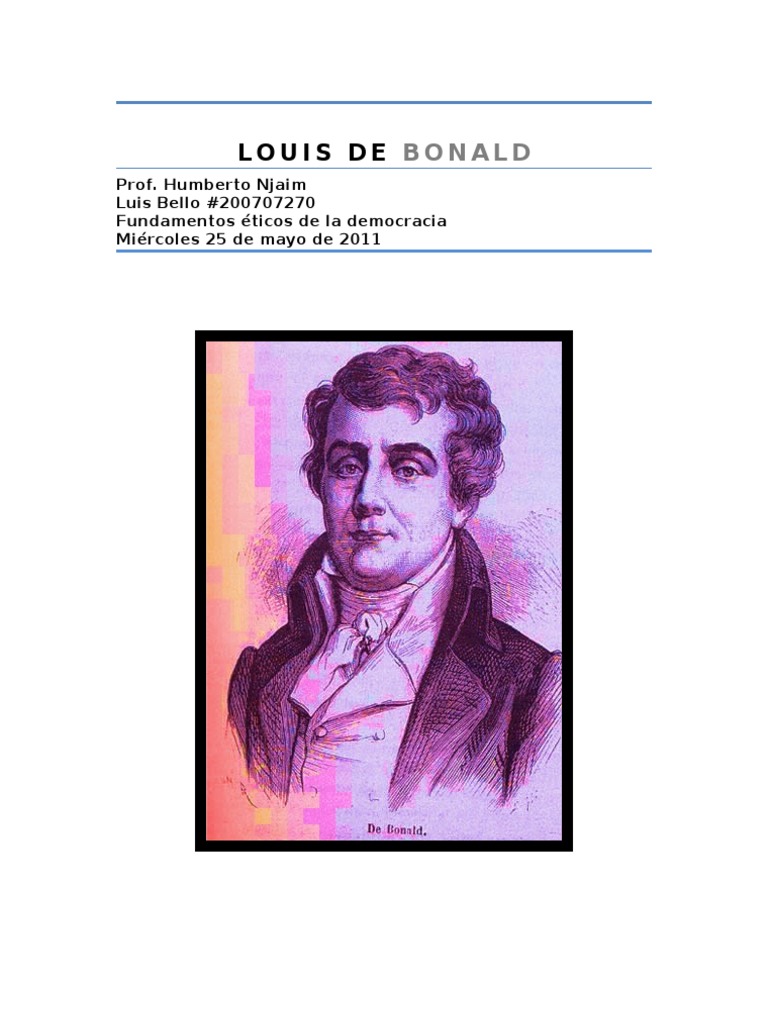 Louis de Bonald | PDF | Movimientos filosóficos | Política (general)
