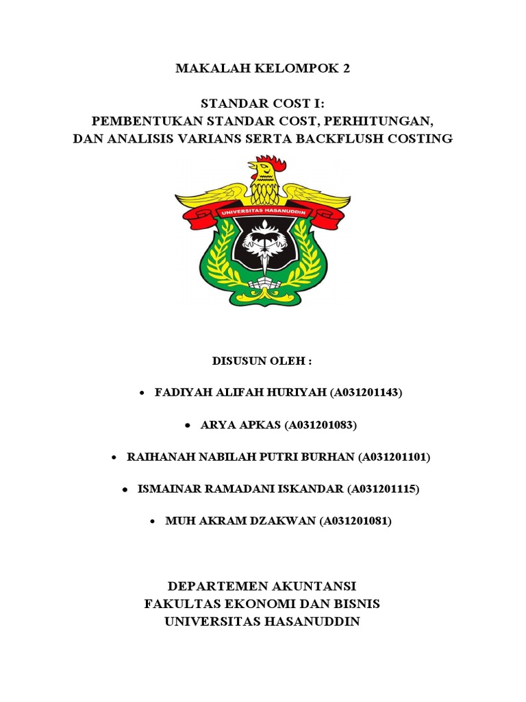 Makalah Kelompok 2 Standar Cost I: Pembentukan Standar Cost ...