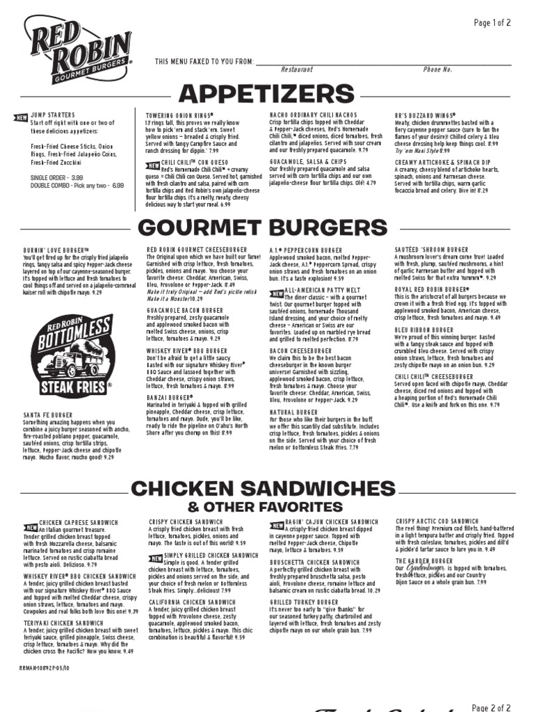 Red Robin | Download Free PDF | Salad | Potato Chip