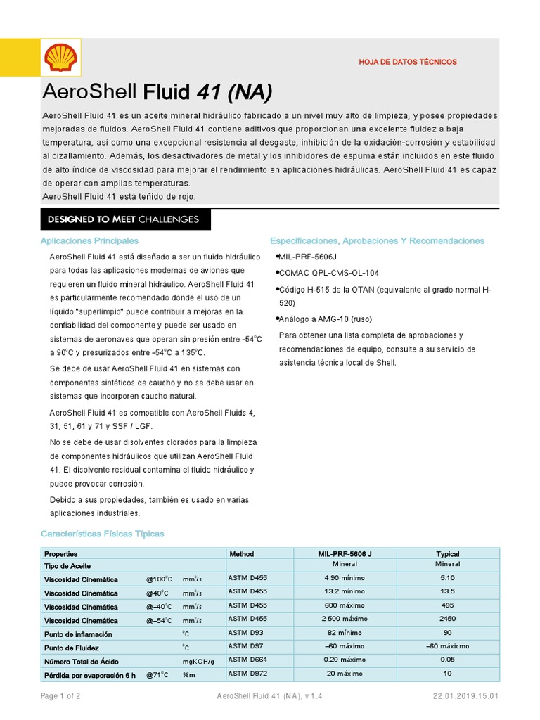 Ficha Técnica de AeroShell Fluid 41 | PDF | Tecnología