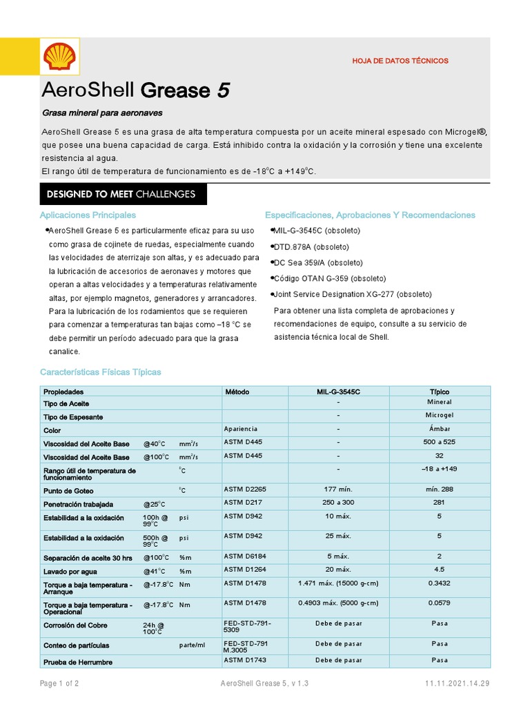 AeroShell Grease 5 | PDF | Lubricante | Química
