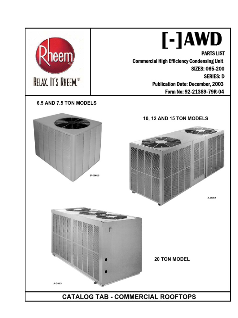 Commercial Condensing Unit Parts List | PDF | Capacitor | Physical ...