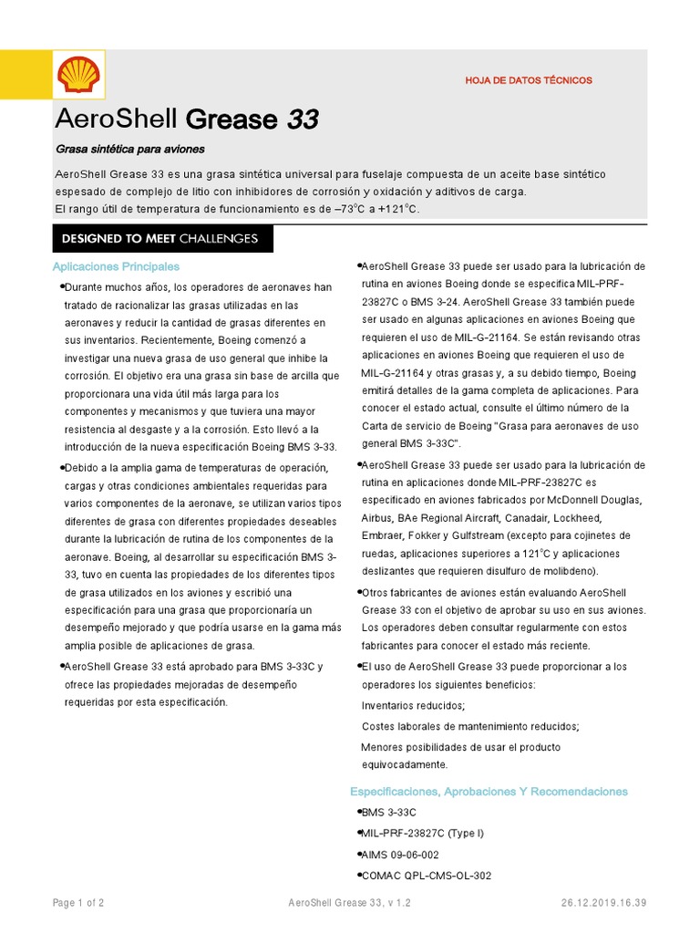 AeroShell Grease 33 | PDF | Lubricante | Boeing