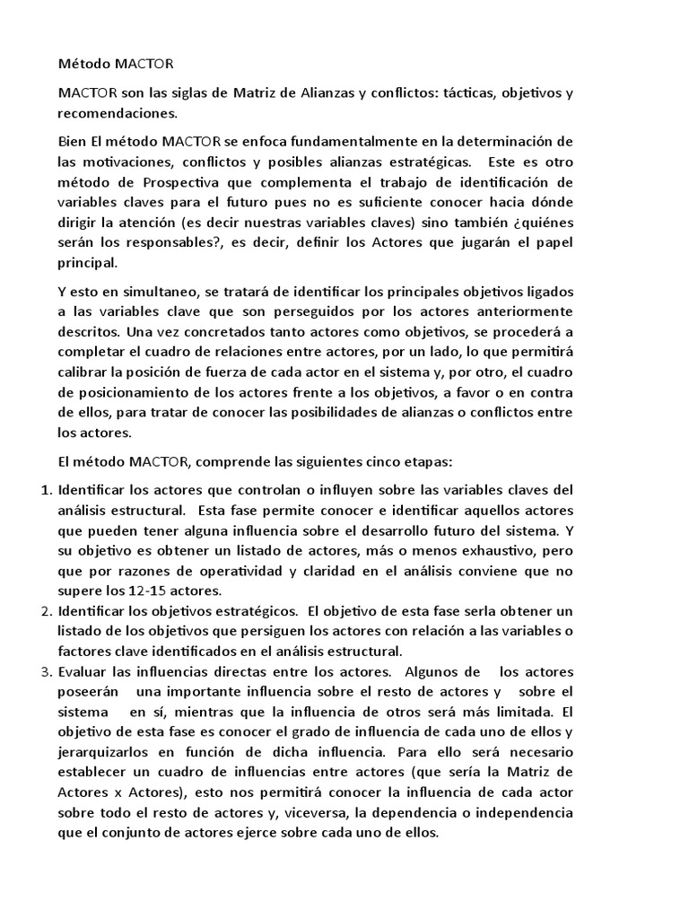 Método MACTOR | PDF