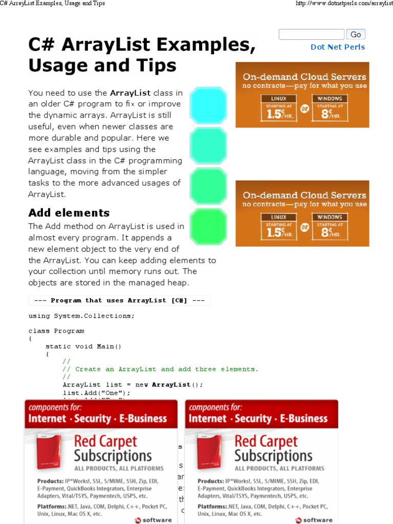 C Arraylist Examples Usage And Tips Pdf C Sharp Programming Language C Programming