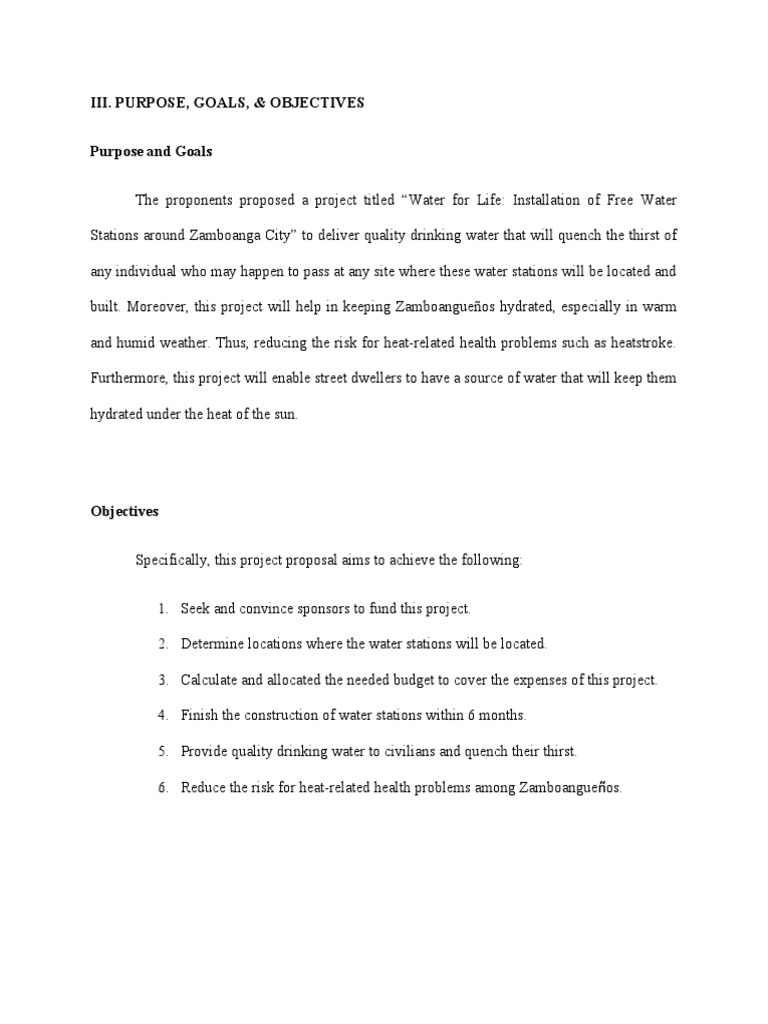 Iii. Purpose, Goals, & Objectives Purpose and Goals | PDF