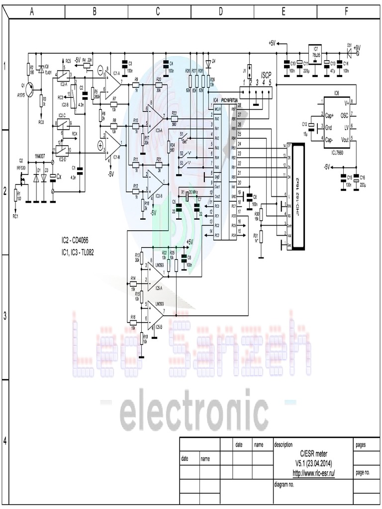 Digital ESR - Capacitance Meter - Schematic | PDF