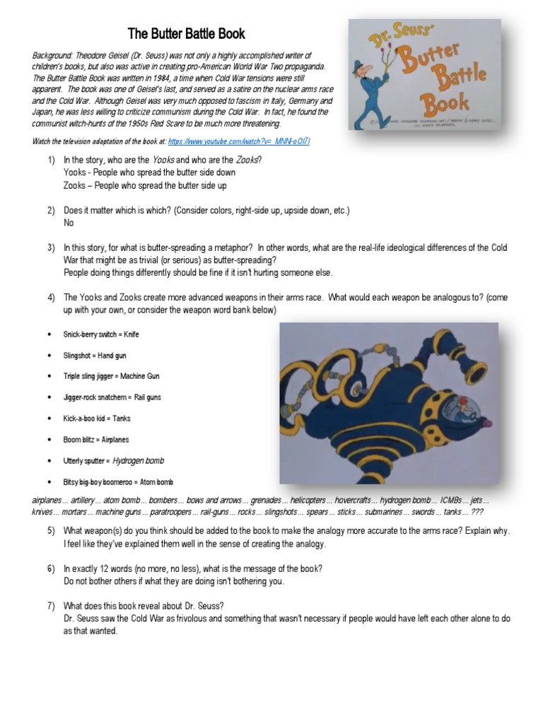 The Butter Battle Book Worksheet2 | PDF