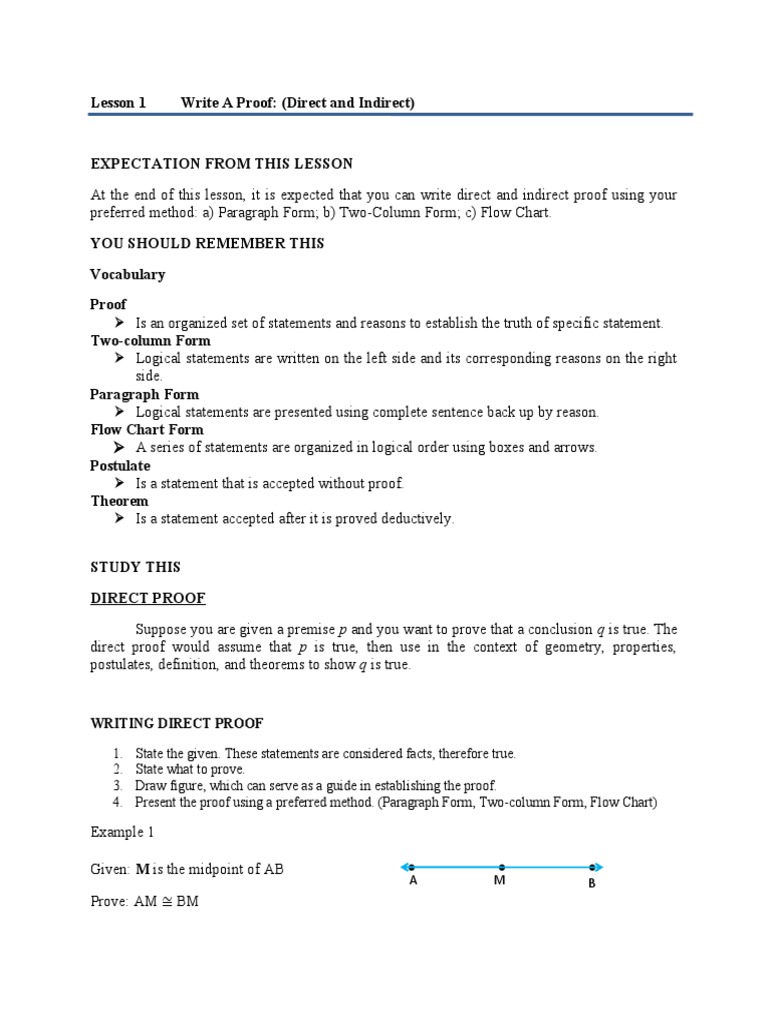 Direct and Indirect Proof | PDF