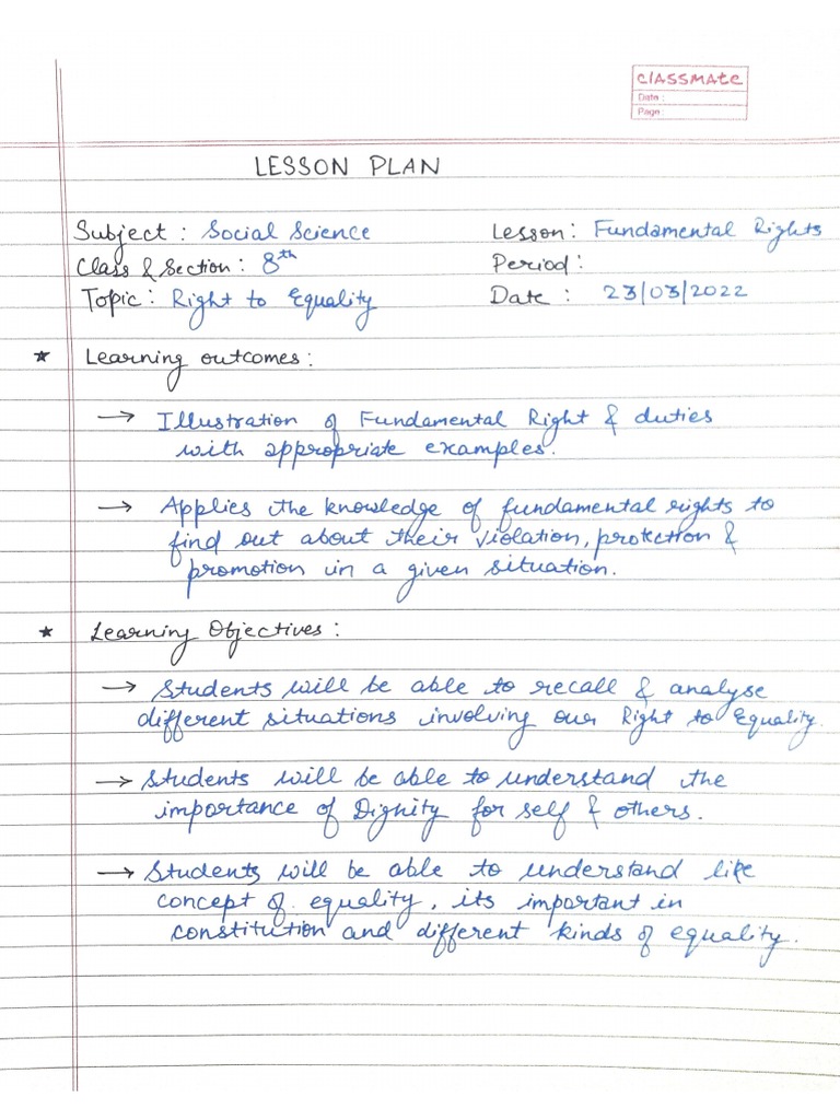 Lesson Plan - Fundamental Rights | PDF