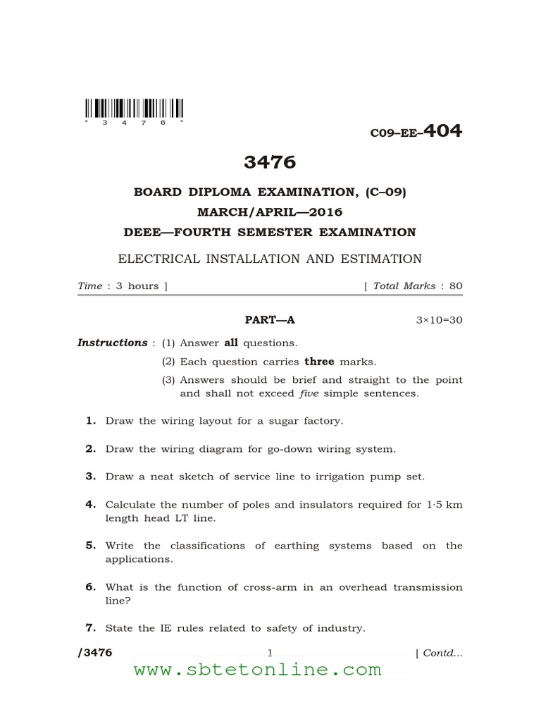 EE-404 Question Papers | PDF