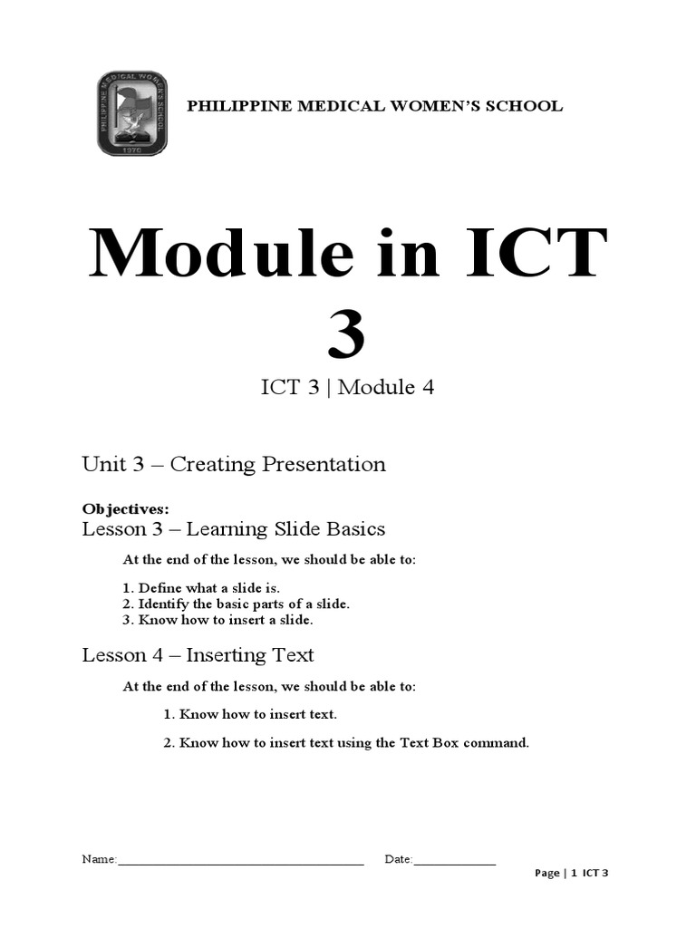 ICT 3 Module 4 Unit 3 Lesson 3&4 | PDF | Cursor (User Interface) | Icon (Computing)