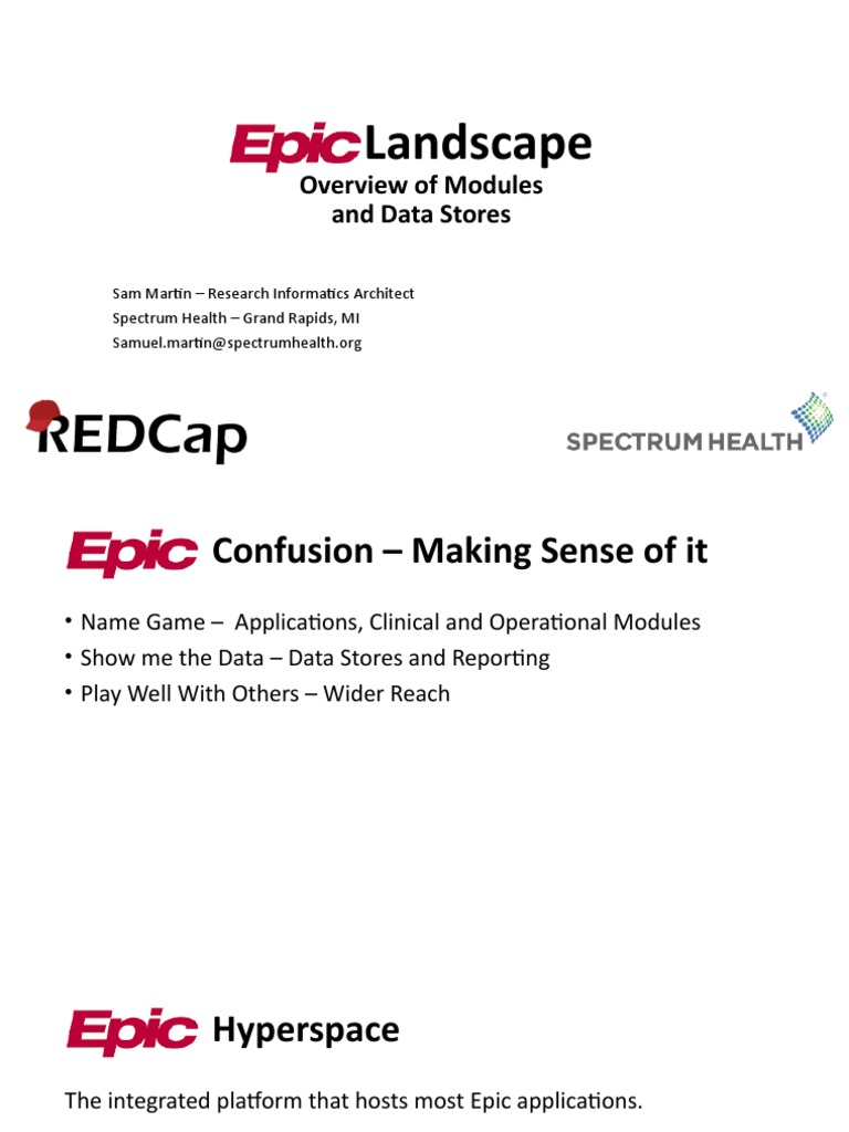 EPIC Landscape: Overview of Modules and Data Stores | PDF | Health ...