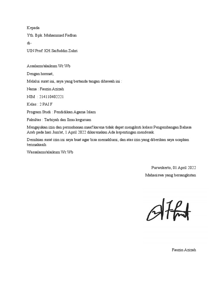 Contoh Surat Izin | PDF