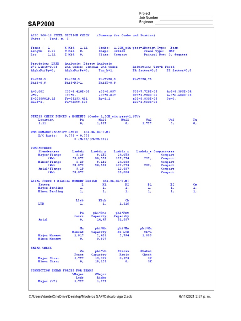 Calculo Viga SAP2000 (Sola) | PDF
