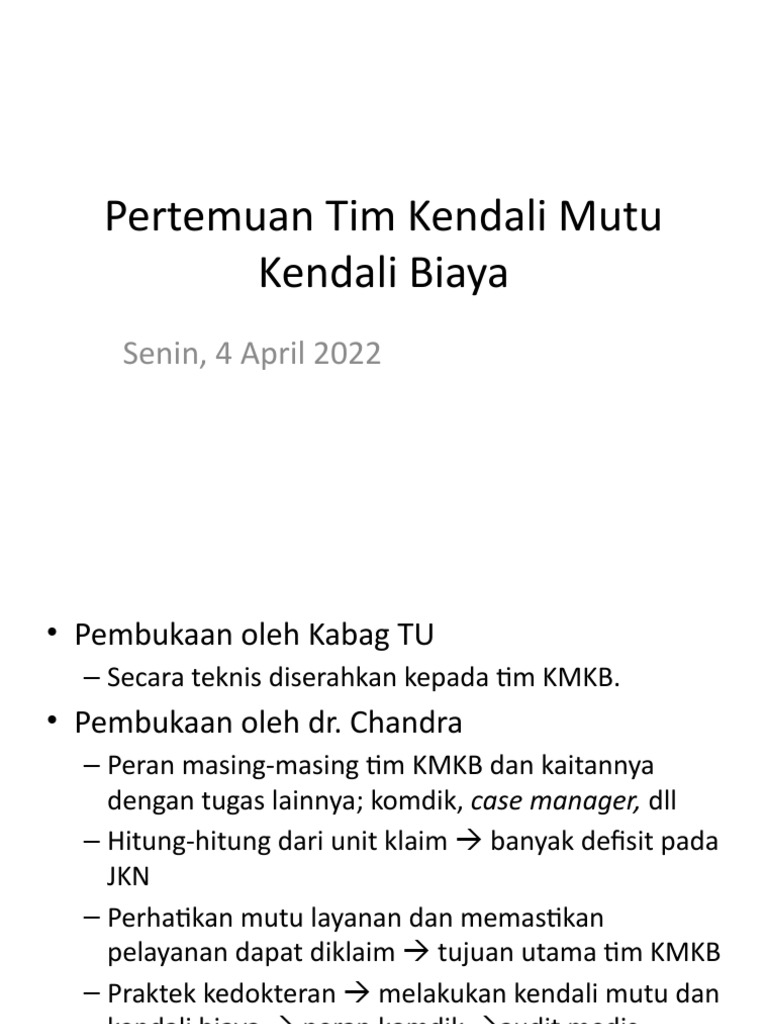 Pertemuan Tim Kendali Mutu Kendali Biaya | PDF
