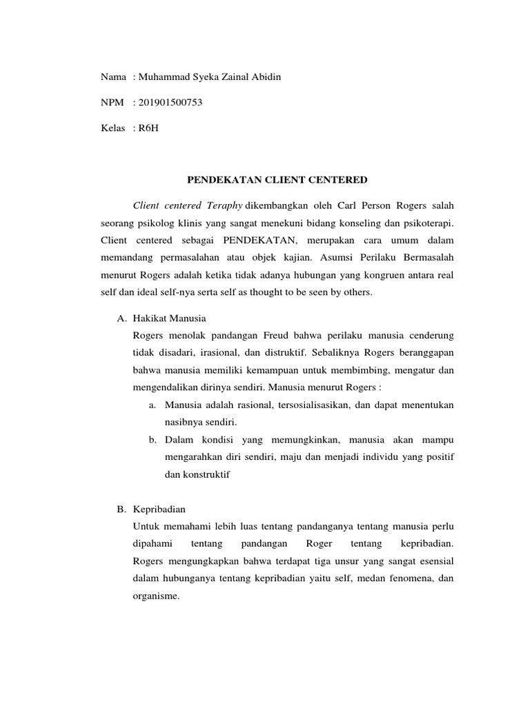 Pendekatan Client-Centered Rogers | PDF