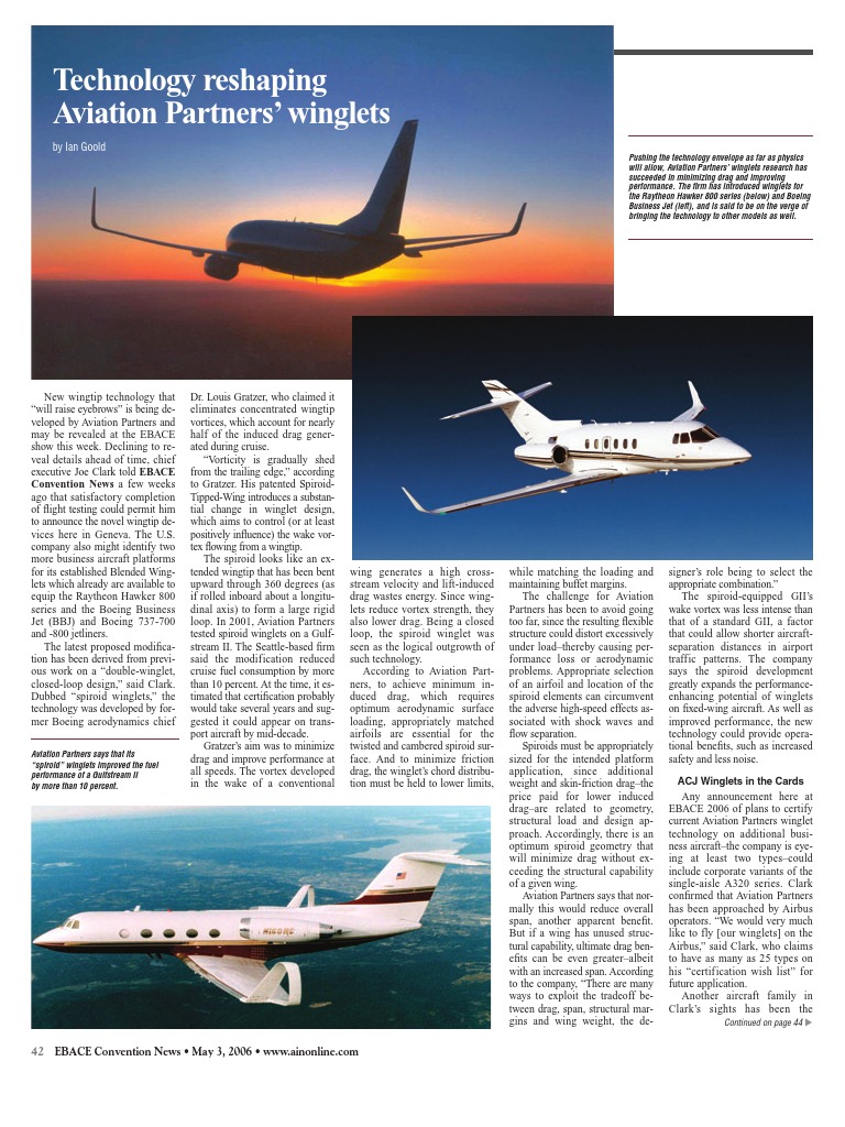 Aviation Partners Announces New "Spiroid Winglet | PDF | Drag (Physics ...