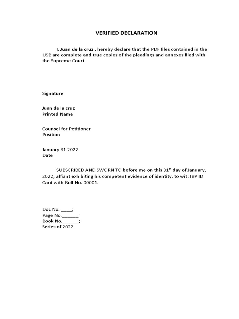 Verified Declaration | PDF