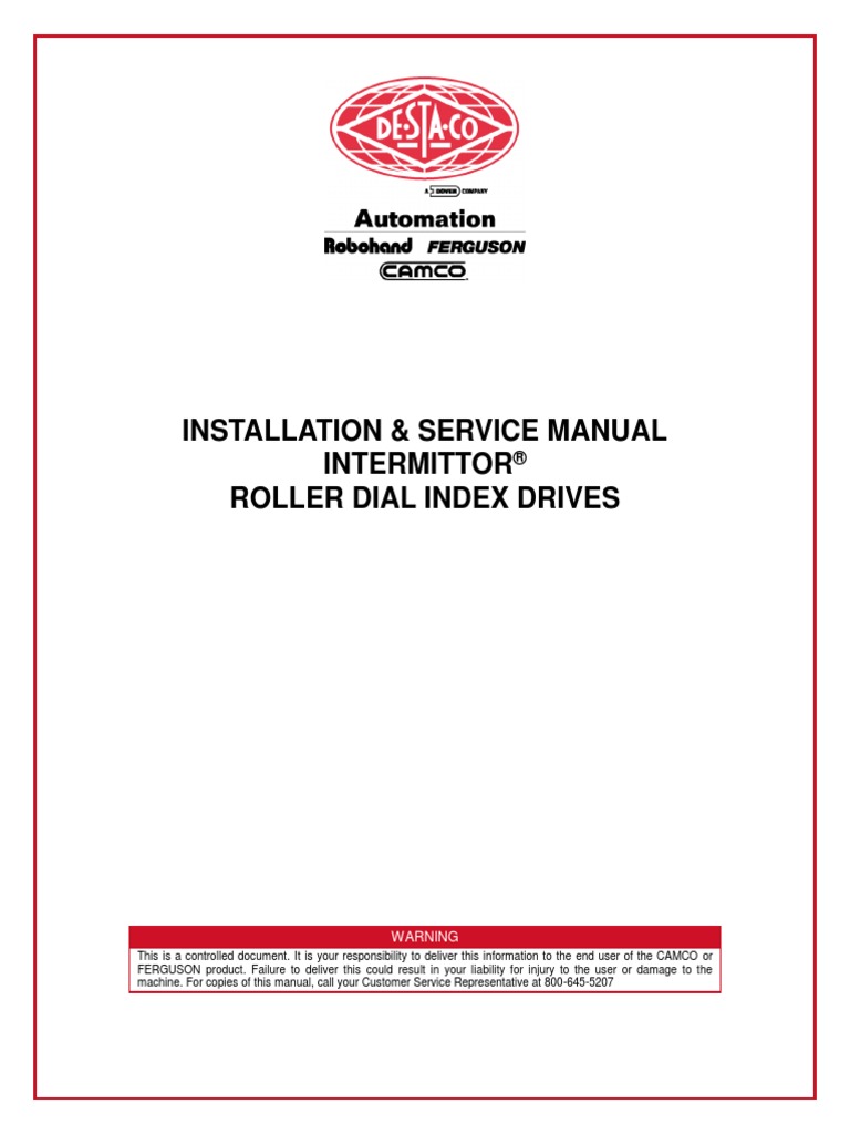 Installation & Service Manual Intermittor Roller Dial Index Drives ...
