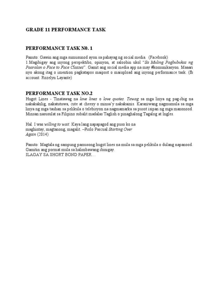 Performance Task G11 | PDF
