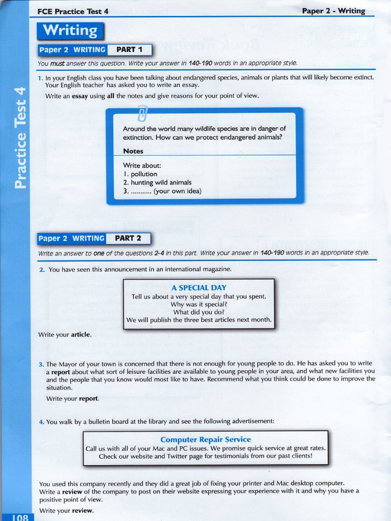 Writing Test 4 | PDF