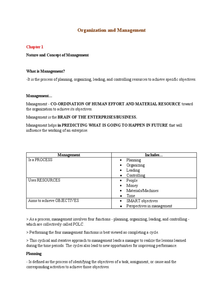 Organization and Management Notes Midterms | PDF | Leadership | Employment