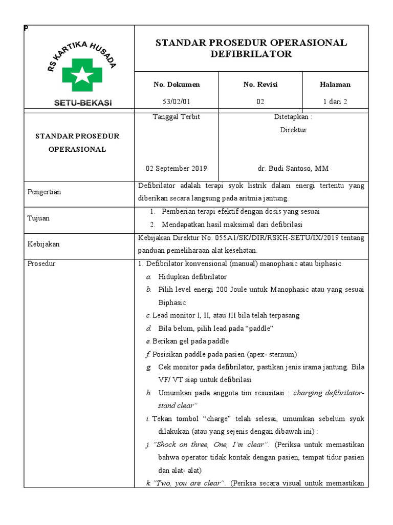Sop 001. Defibrilator | PDF