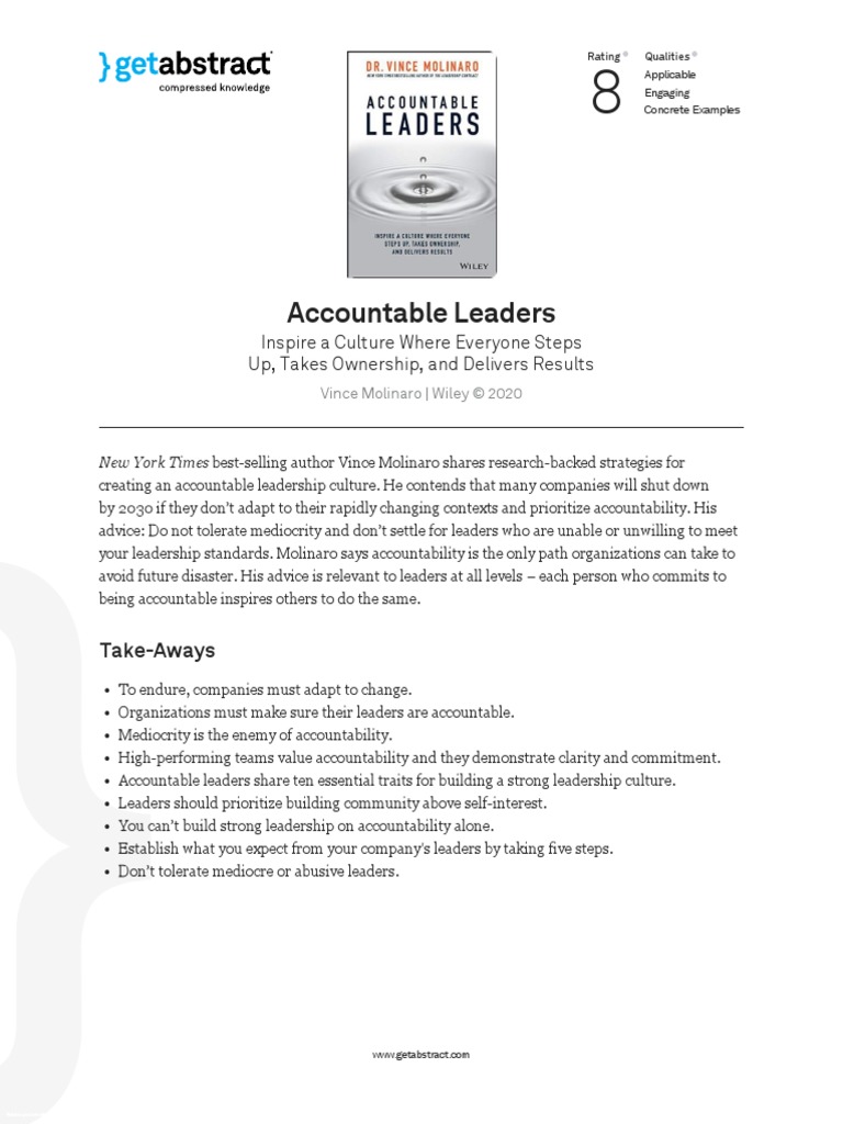 Accountable Leaders | PDF | Leadership | Accountability