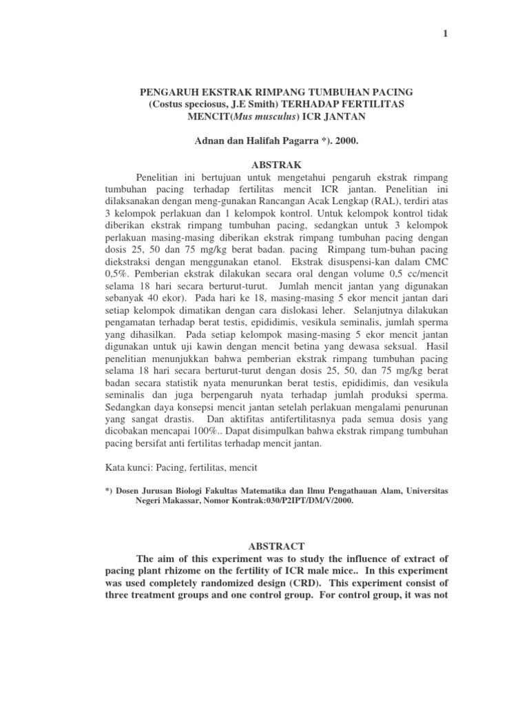 Tumbuhan Pacing-Antifertilitas (Adnan, Unm) | PDF