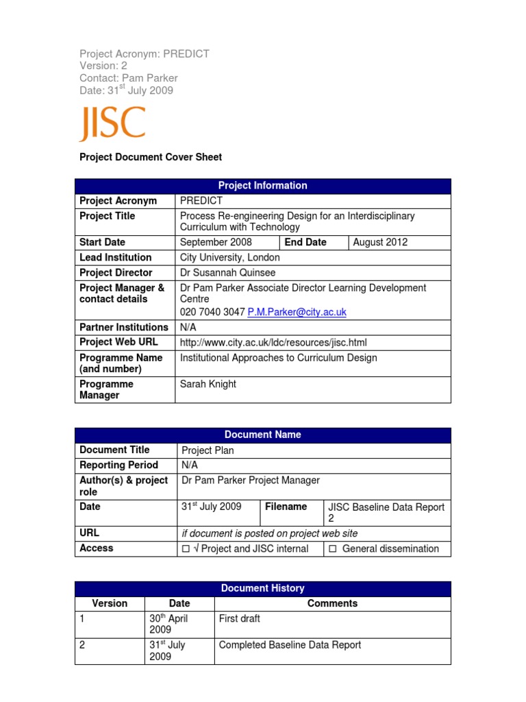 PREDICT Project Baseline Data Report 31st July 09 | PDF | Curriculum ...