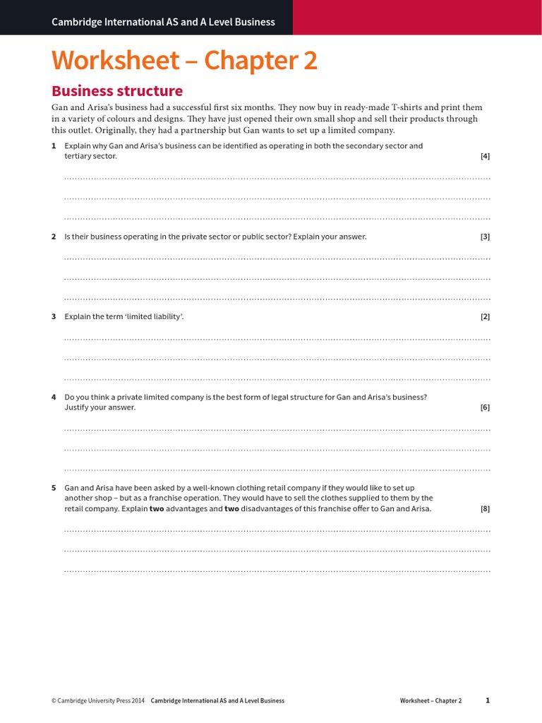 Worksheet - Chapter 2: Business Structure | PDF