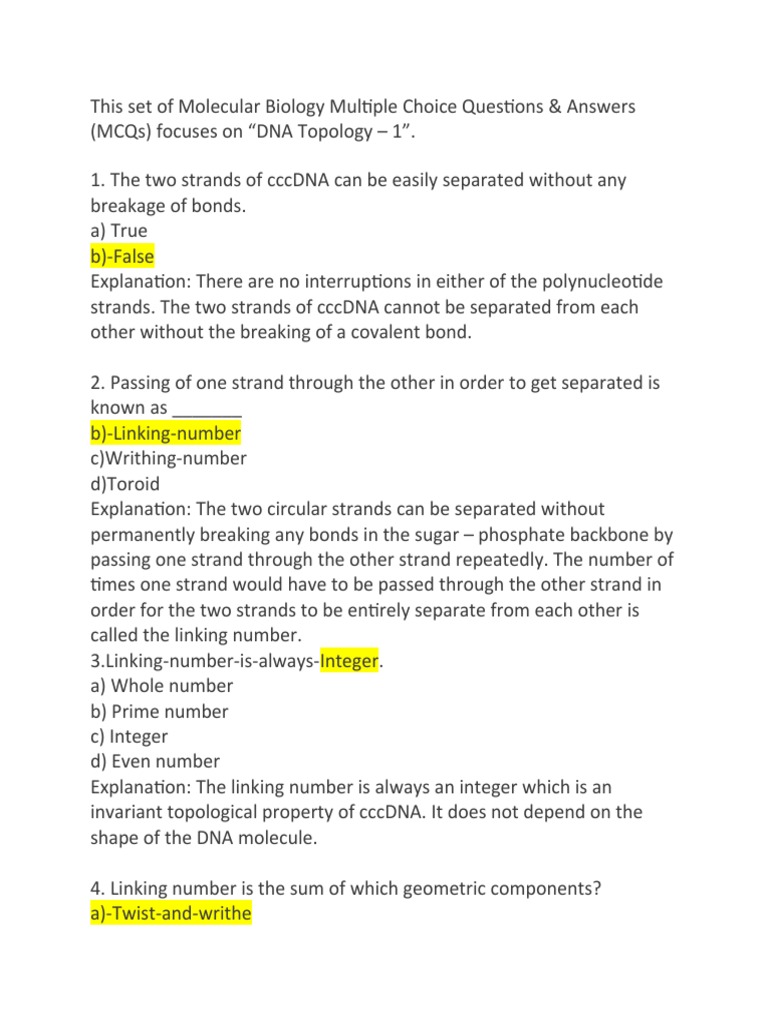 This Set of Molecular Biology Multiple Choice Questions | PDF | Mitosis | Chromatin