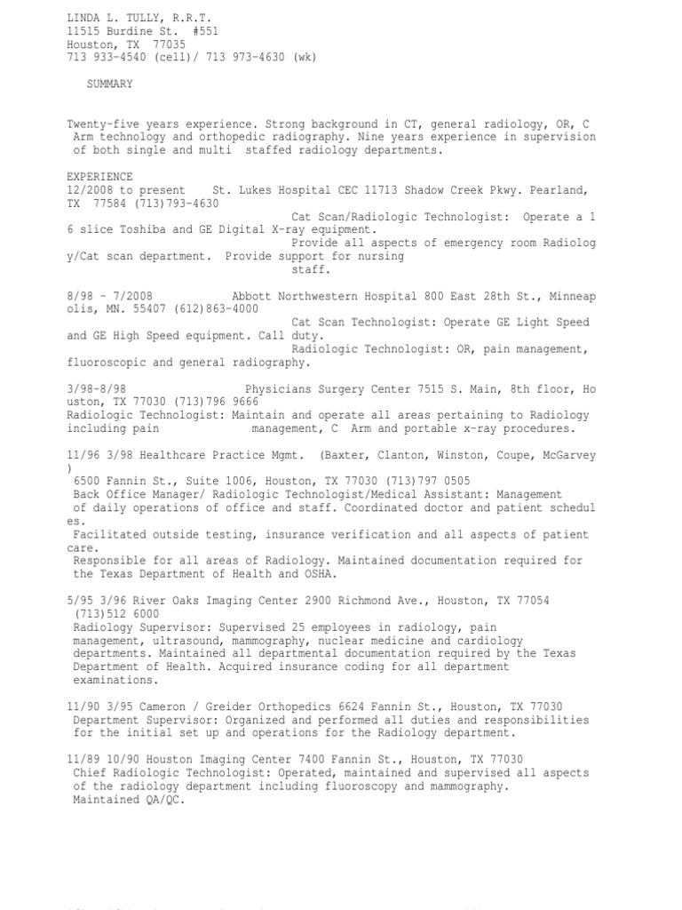 Cat Scan or Rad. Tech | PDF | Radiology | Ct Scan