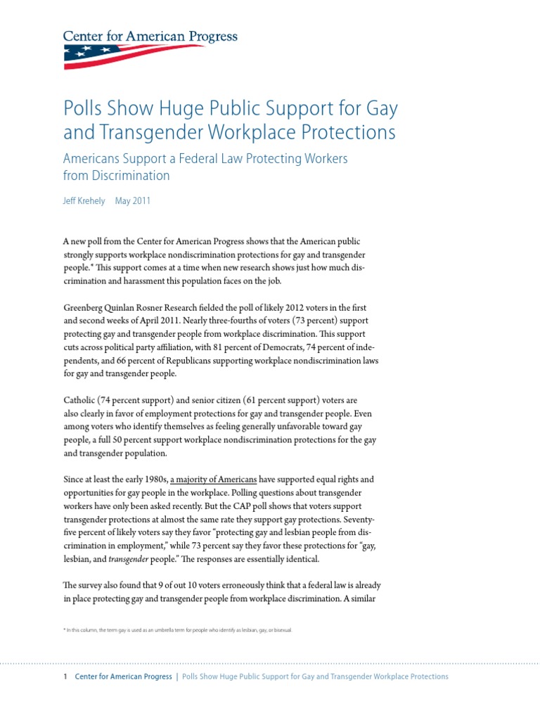 Polls Show Huge Public Support For Gay and Transgender Workplace ...