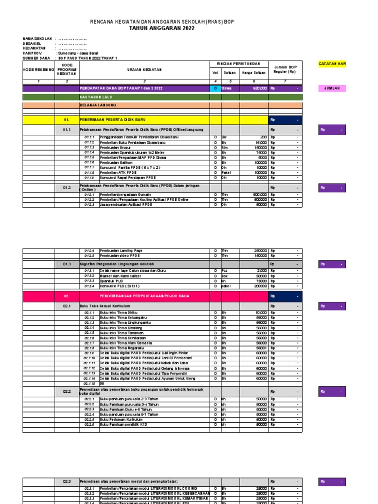 Arkas Bop Paud 2022 | PDF