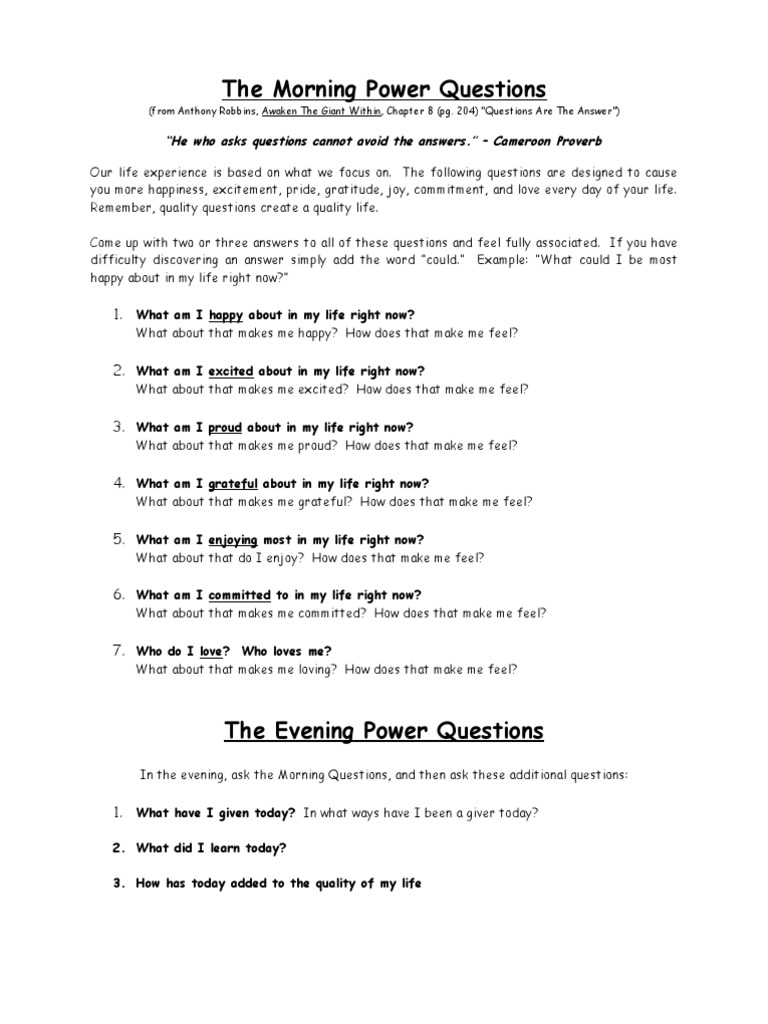Starting the Day with Purpose: Asking Empowering Questions to Cultivate ...