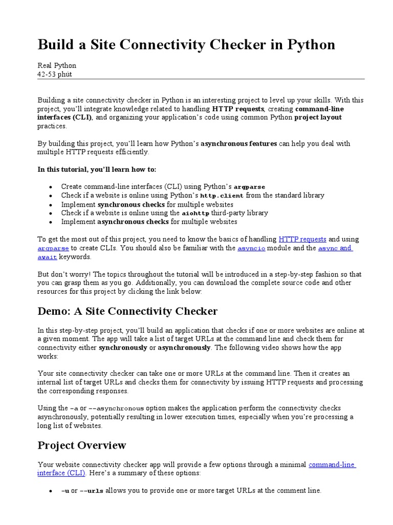 Build A Site Connectivity Checker in Python | PDF