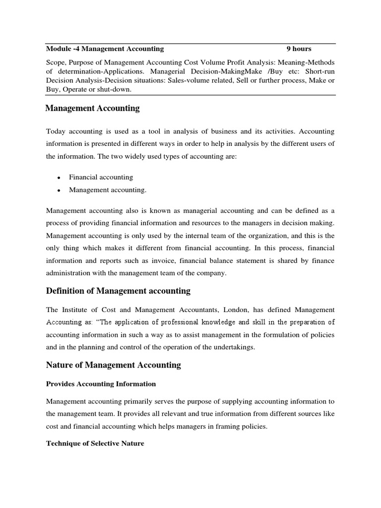 Module 4 Management Accounting | PDF