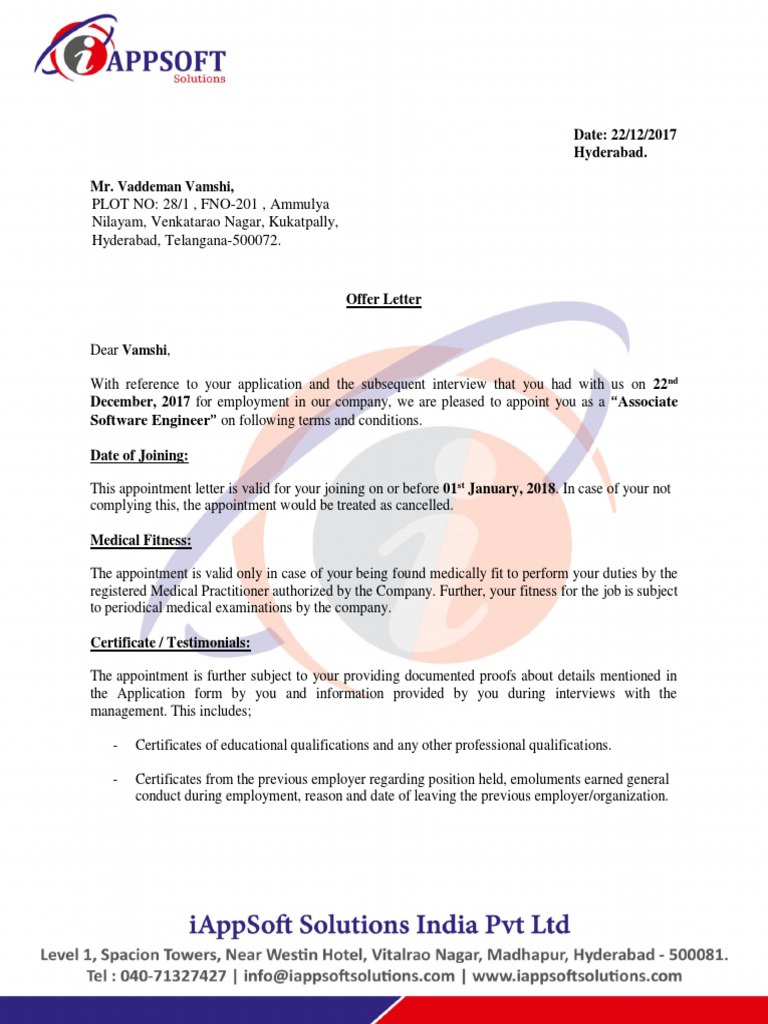 Appoinment Letter | PDF