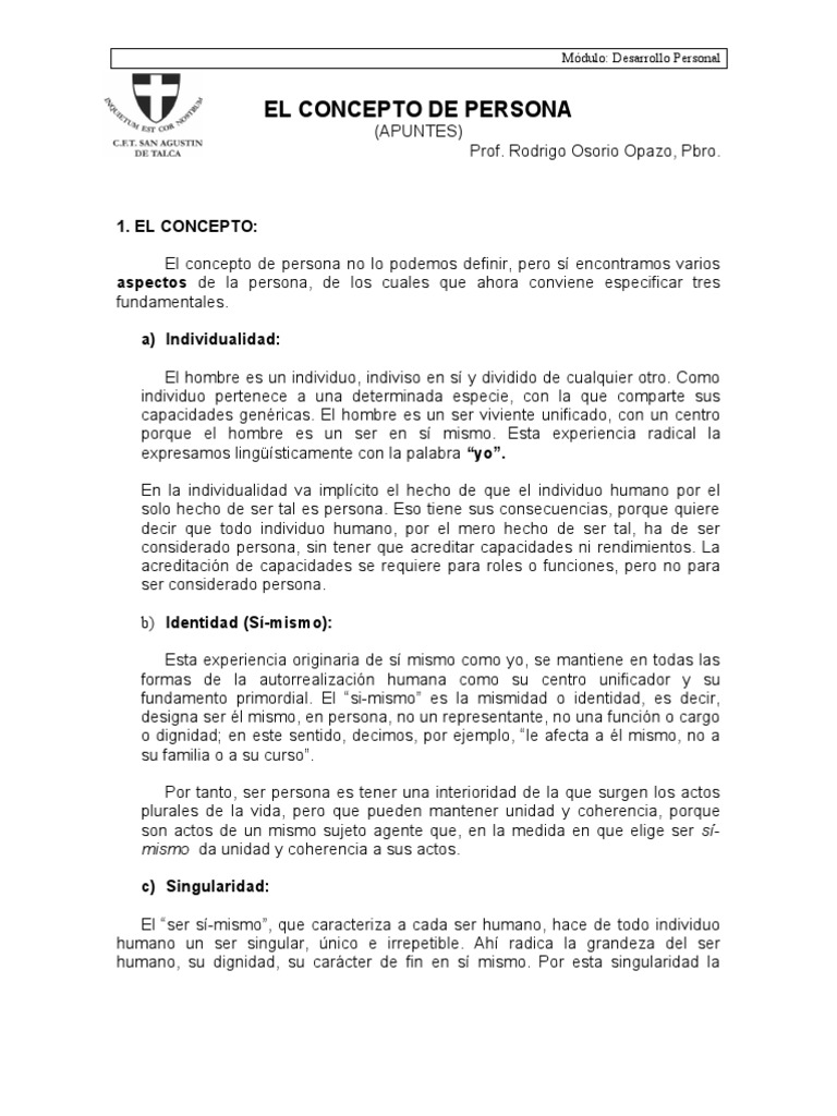 El Concepto de Persona Apuntes | PDF | Adán | Concepto
