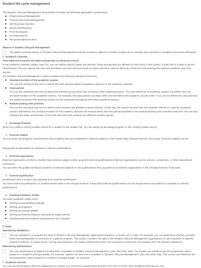 SAP Student Life Cycle Management | PDF | Object (Computer Science ...