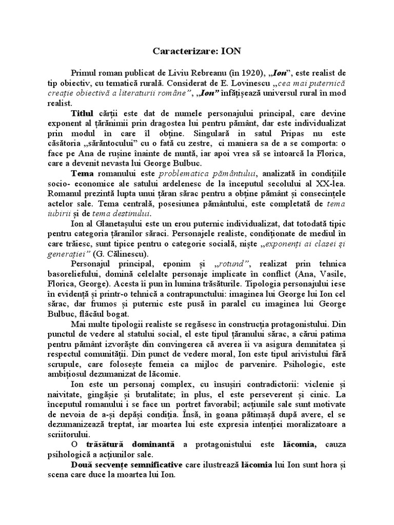 Caracterizare ION | PDF